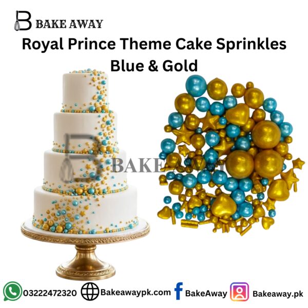 Royal Prince Theme Cake Sprinkles Blue & Gold – Bake Away