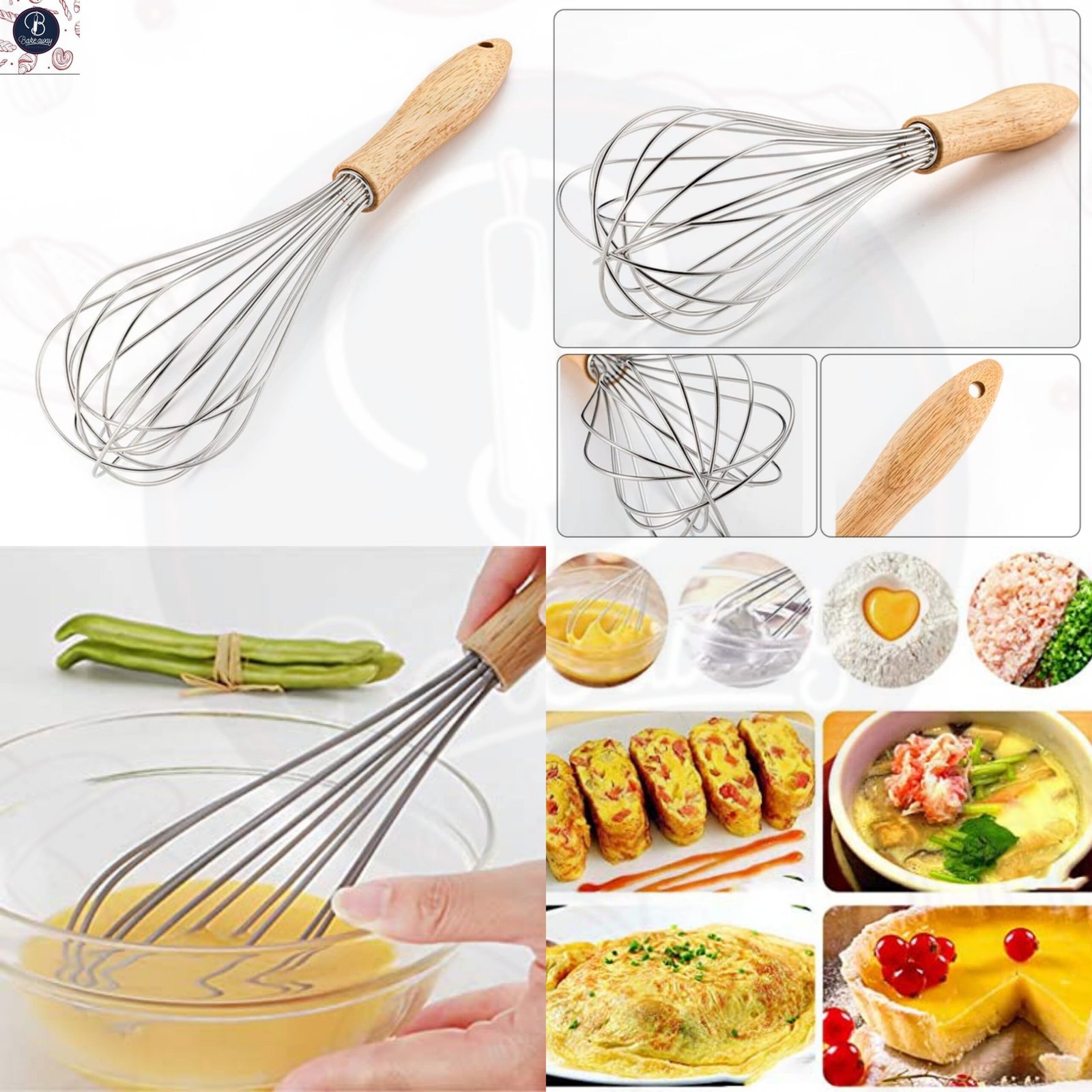 WOODEN HANDLE HAND WHISK – Bake Away