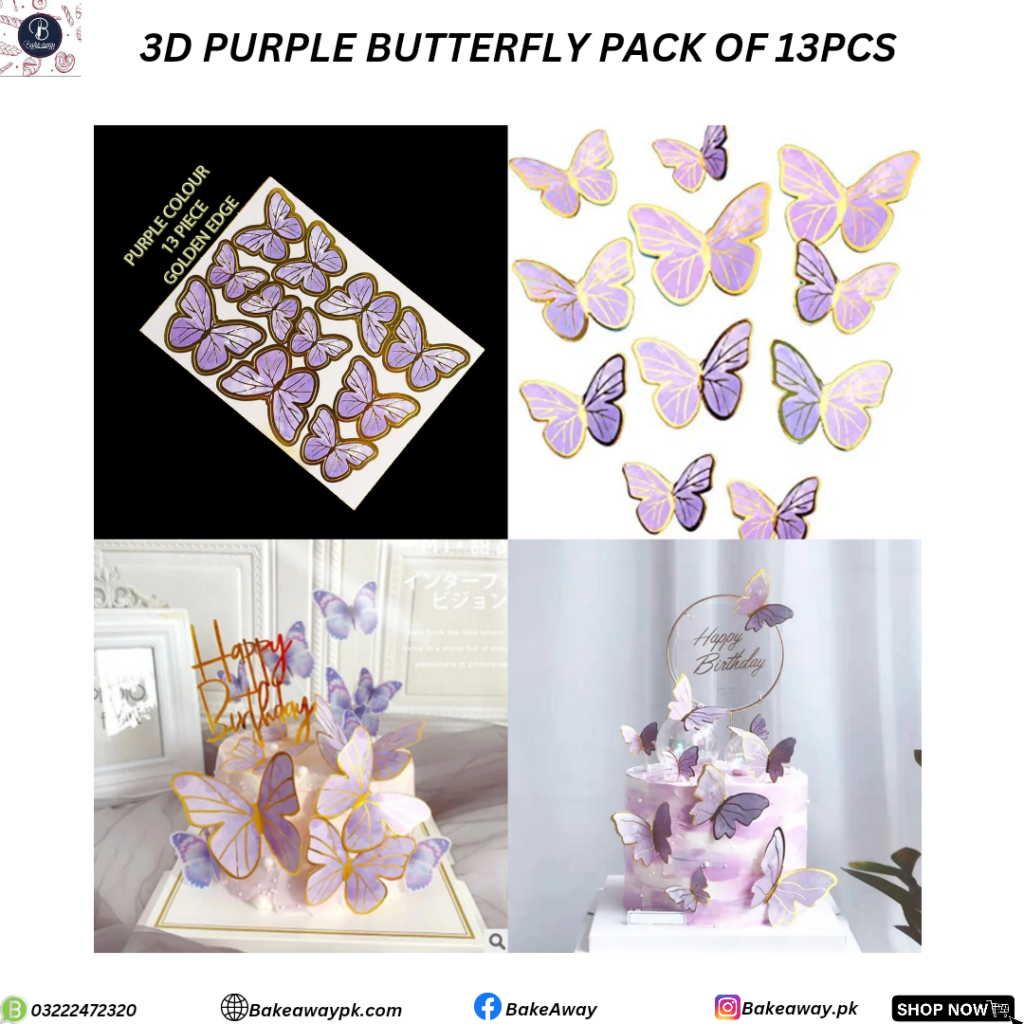 3D Purple Butterfly Pack Of 13pcs – Bake Away
