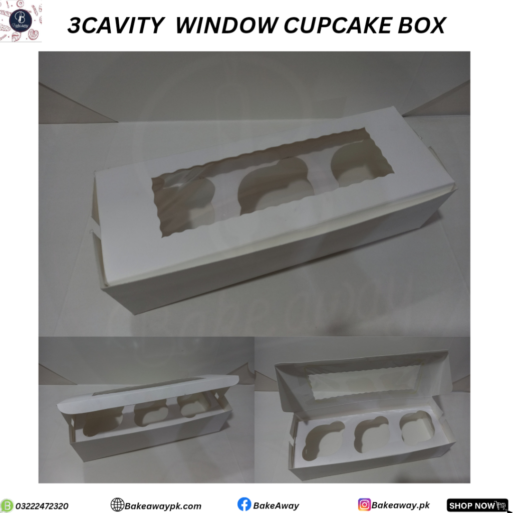 3 Cavity Window Cupcake Box – Bake Away