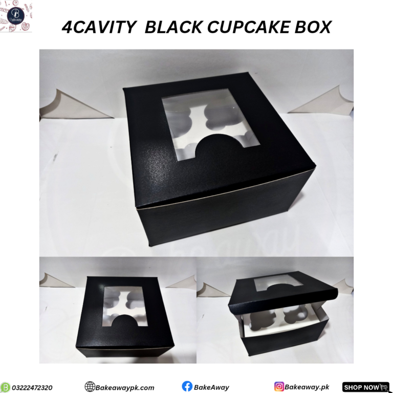 4 CAVITY BLACK CUPCAKE BOX – Bake Away