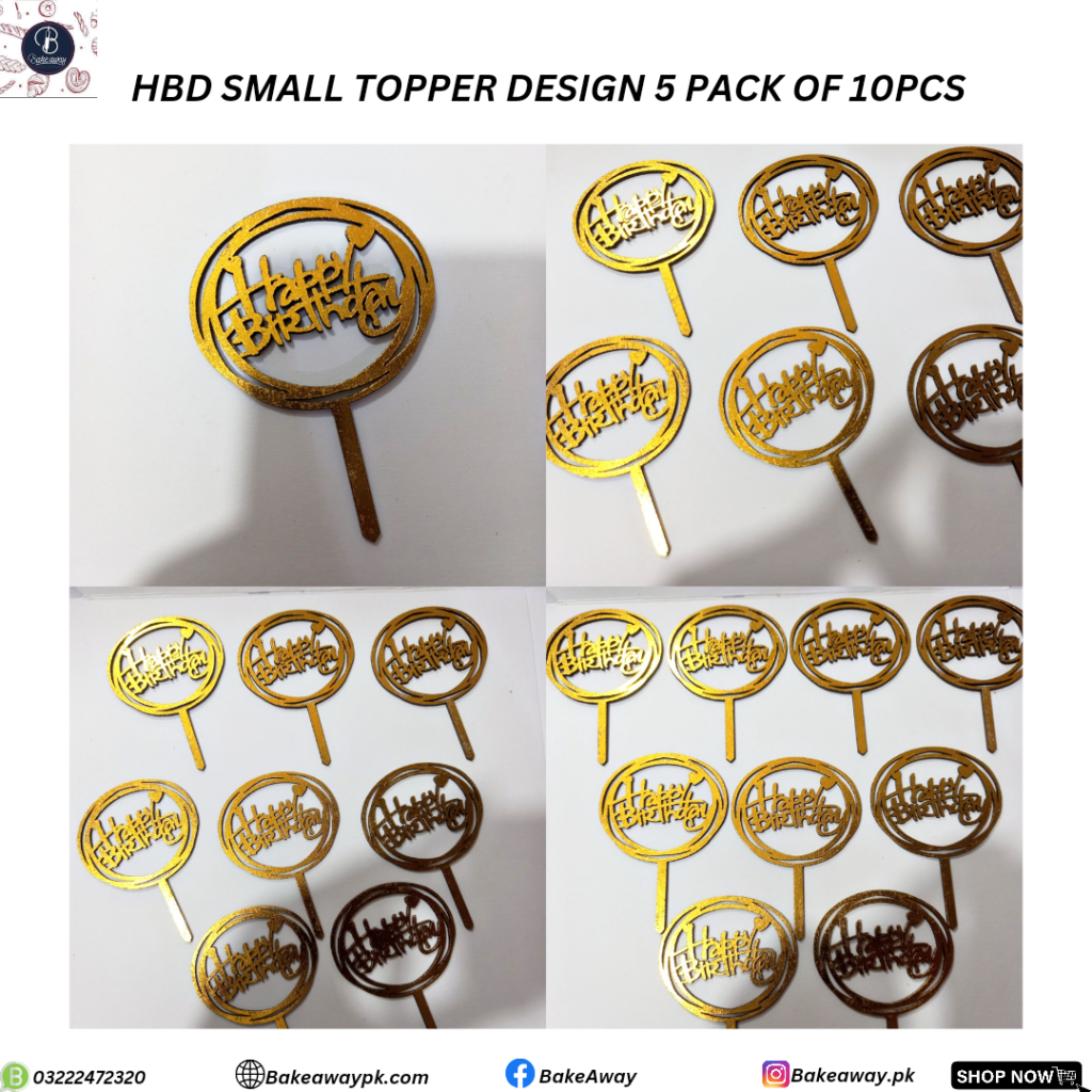 Small Happy birthday topper design 5 pack of 10pcs – Bake Away
