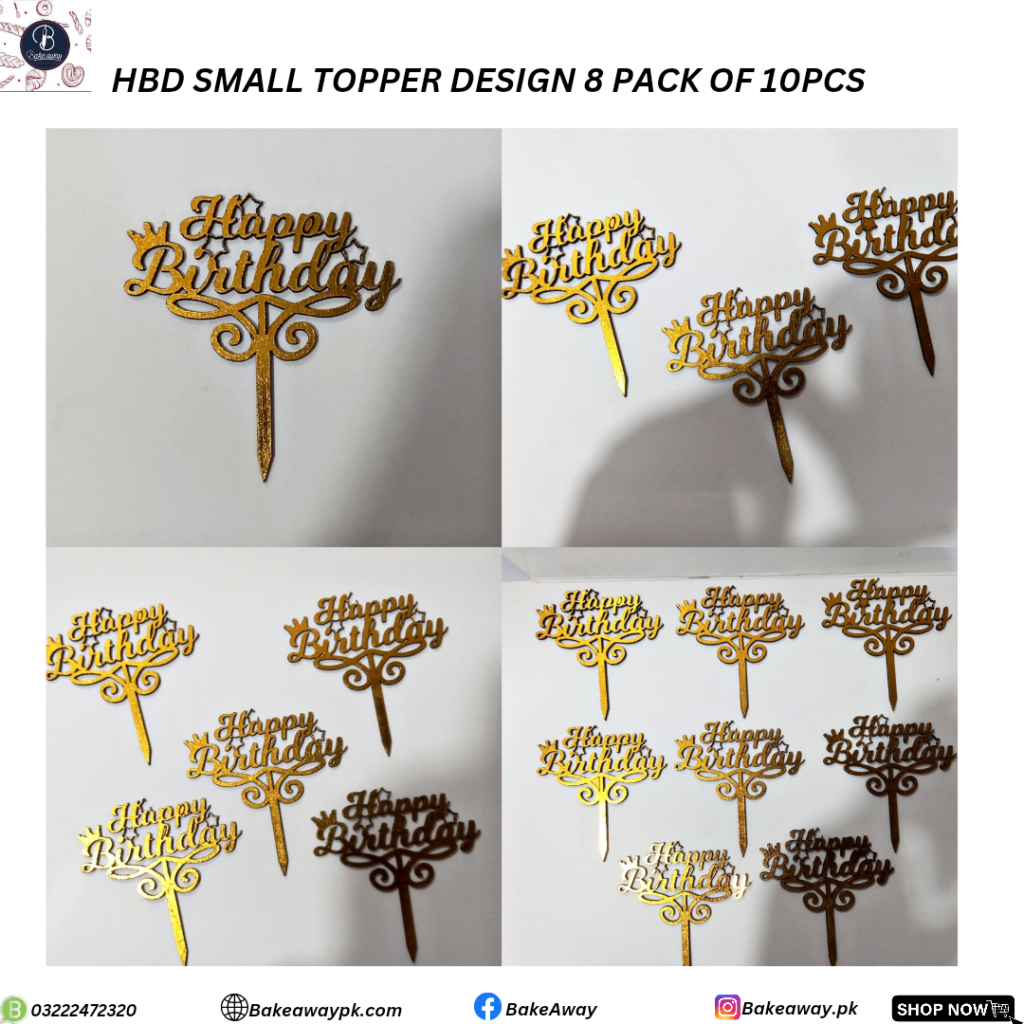 Small Happy Birthday topper Design 8 pack of 10 – Bake Away