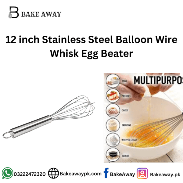 12 inch Stainless Steel Balloon Wire Whisk Egg Beater – Bake Away