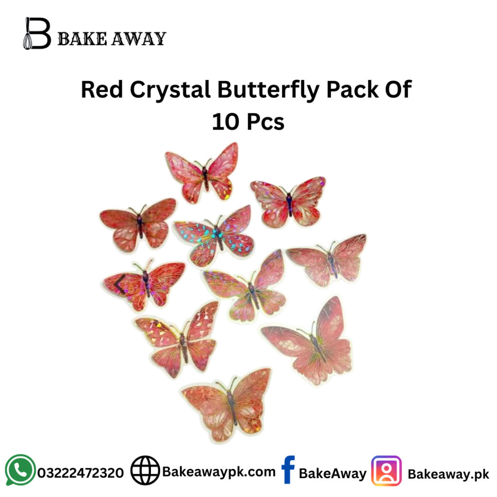 Red Crystal Butterfly Pack Of 10 Pcs – Bake Away